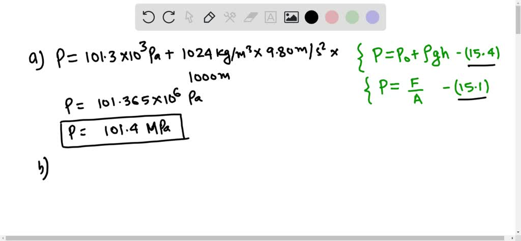 SOLVED: 21.Calculate absolute pressure at an ocean depth of 2.4 km ...