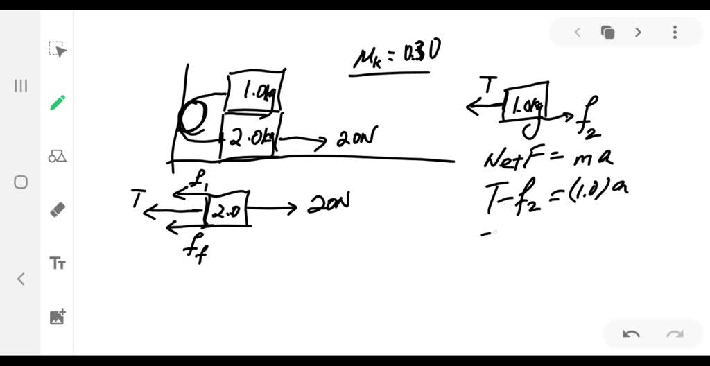 SOLVED:Ill The lower block in FIGURE P7.34 is pulled on by a rope with ...