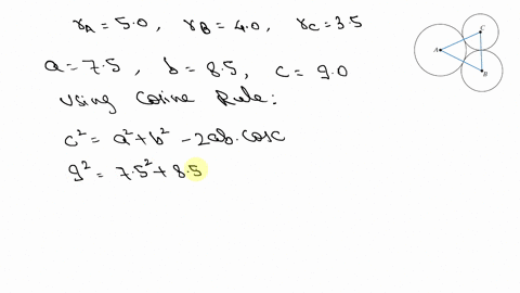 SOLVED: The three circles are arranged so that they touch each other ...