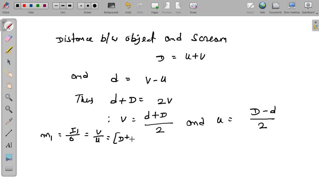 The distance between object and the screen is D. Real images of an ...
