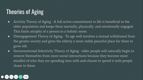 SOLVED:The theory of aging says that one should remain active and ...