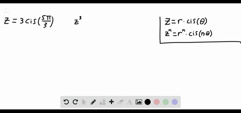 SOLVED:Find the powers of each complex number in polar form. Find z^3 when z=3 cis((5 π)/(3)).