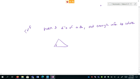 SOLVED:Determine whether each statement is true or false. Given three angles of a triangle ...