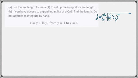 SOLVED:(a) use the arc length formula (1) to set up the integral for ...