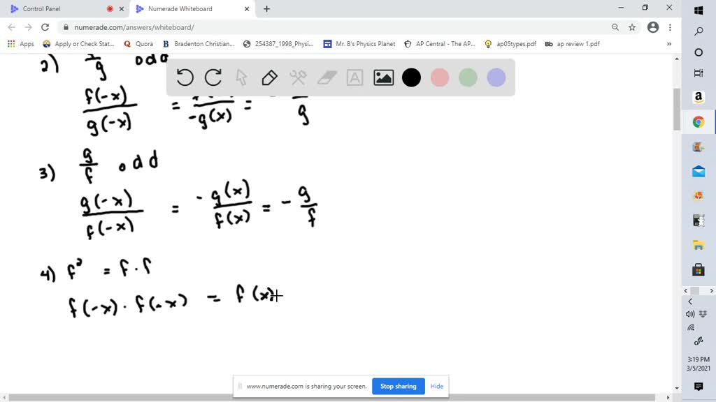 SOLVED:Assume that f is an even function, g is an odd function, and both f and g are defined on ...