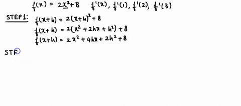 SOLVED:Use the four-step process to find f^{\prime}(x) and then find f ...