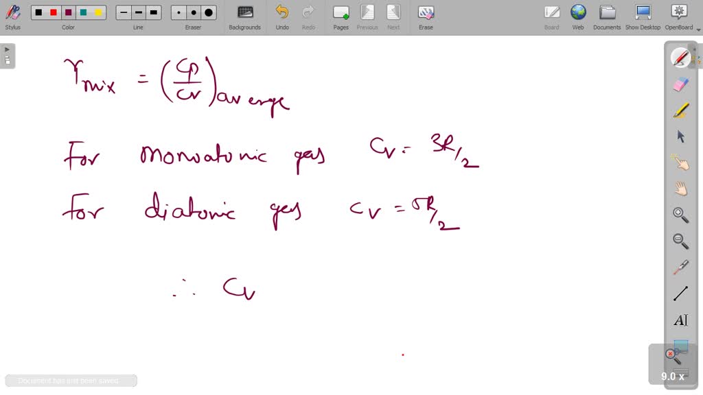 SOLVED:If one mole of a monoatomic gas γ=5 / 3 is mixed with one mole ...