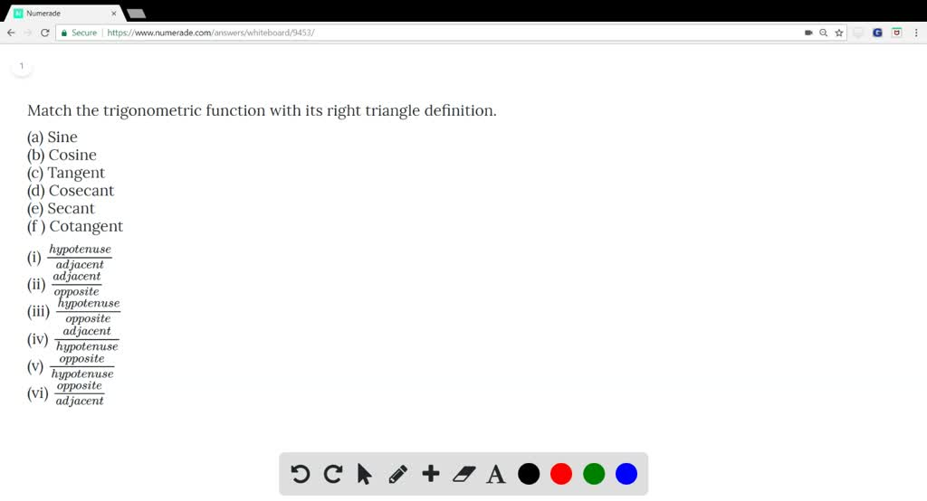 SOLVED:Match each trigonometric function with its right triangle definition. (a) sine (b) cosine ...