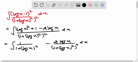SOLVED:∫{((logx-1))/((1+(logx)^2.)} d x is equal to (A) (logx)/((logx ...