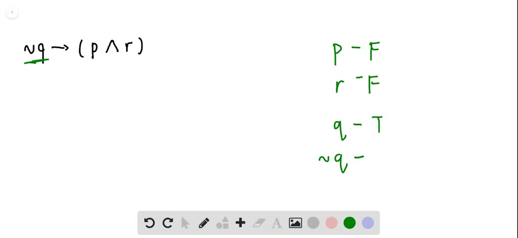 SOLVED:Find the truth value of each statement. Assume that p and r are false, and q is true. ∼q ...