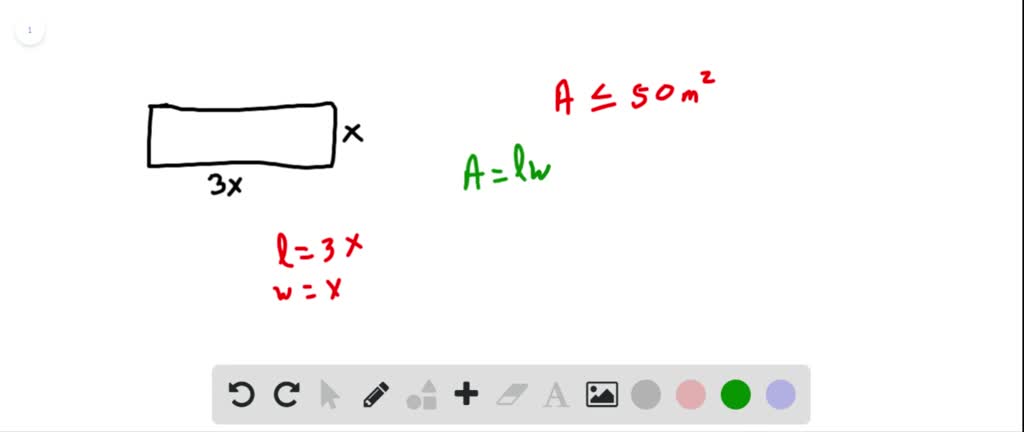 SOLVED:The area of the rectangle is less than or equal to 50 square ...