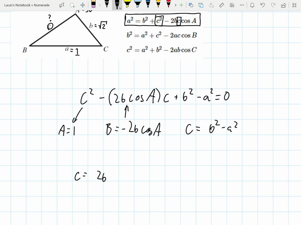 A B C is an arbitrary triangle with sides a, b and c, opposite to ...