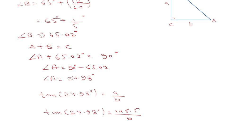 Solving a Right Triangle Solve the right triangle shown in the figure ...