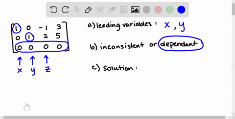 SOLVED:The number of matrices A in 𝒜 for which the system of linear equations A[ x y z ]=[ 1 0 0 ...