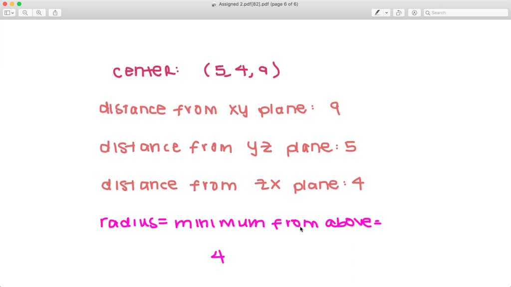 SOLVED Find An Equation Of The Largest Sphere With Center 5 4 9 That Is Contained In The First 