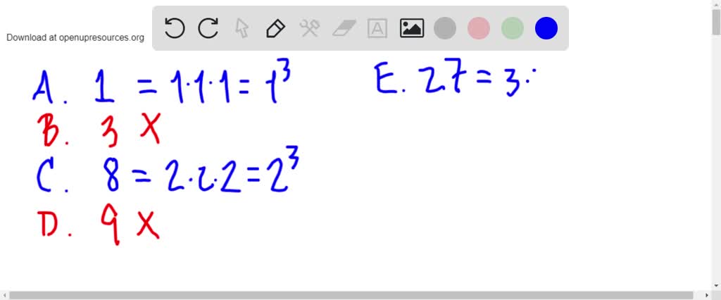 SOLVED:a. Decide if each number on the list is a perfect cube. A. 1 E ...