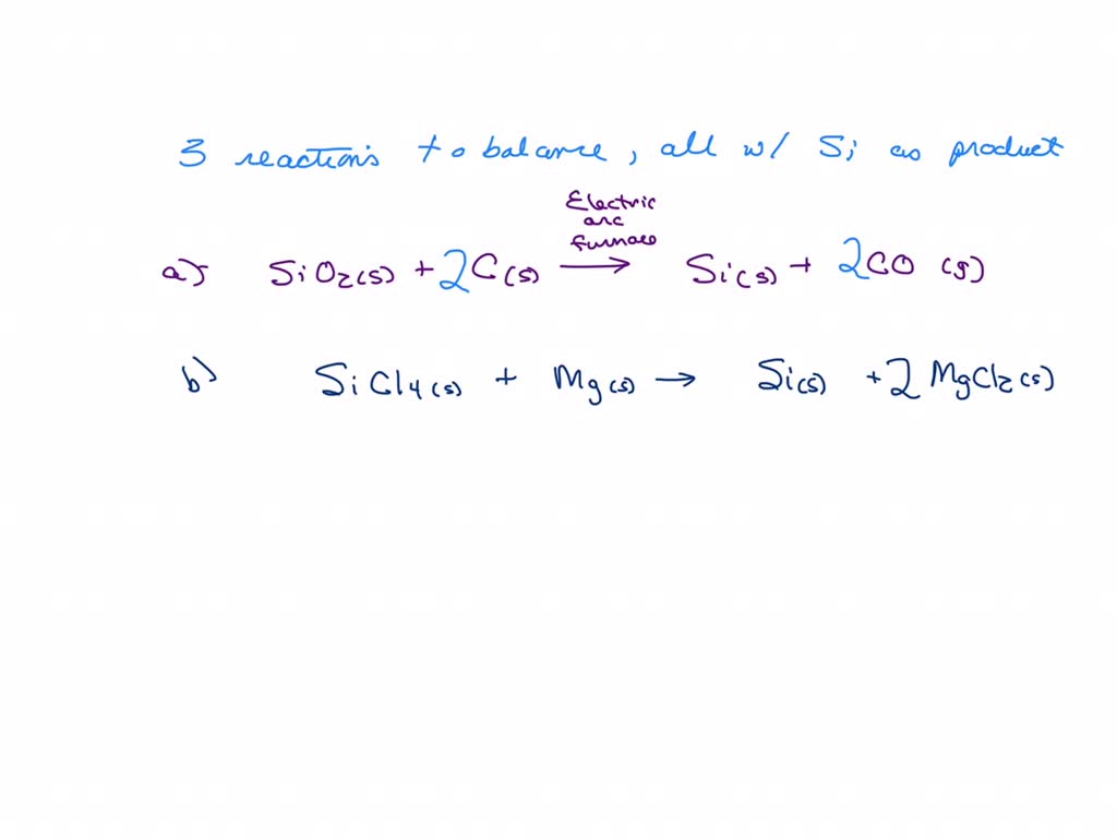 SOLVED:Silicon is produced for the chemical and electronics industries ...