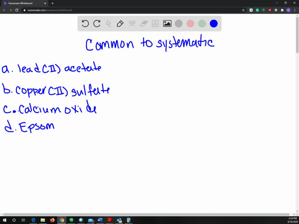 SOLVED:The common names and formulas for several substances are given below. What are the ...