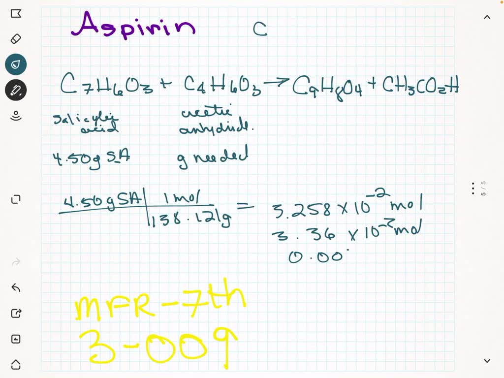 ⏩SOLVED:Aspirin is prepared by reaction of salicylic acid (C7 H6 O3 ...
