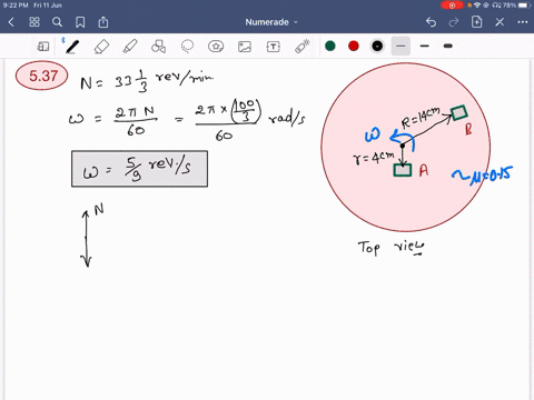 SOLVED: A disc revolves with a speed of 33 (1)/(3) rev / min, and has a ...