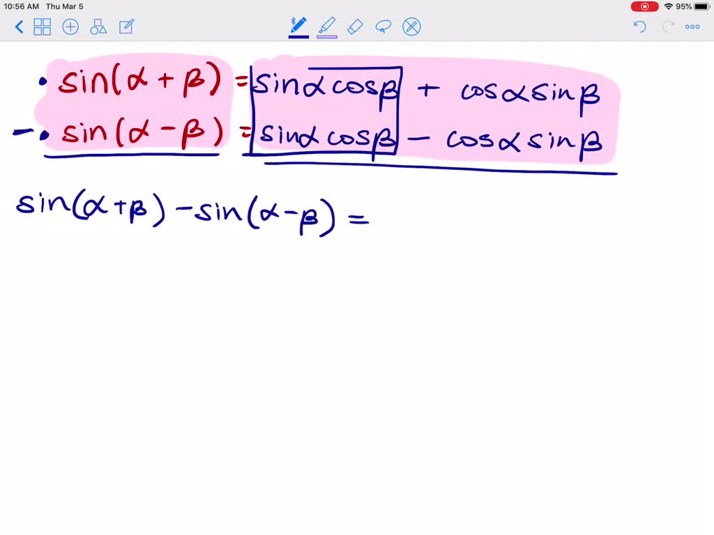 SOLVED:Use the identities for sin(α+β) and sin(α-β) to solve Exercises ...