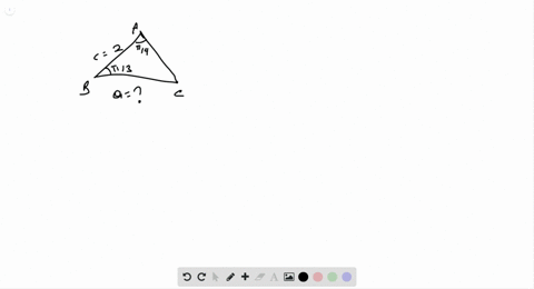 SOLVED:A triangle has side c=2 and angles A=π/ 4 and B=π/ 3 . Find the ...
