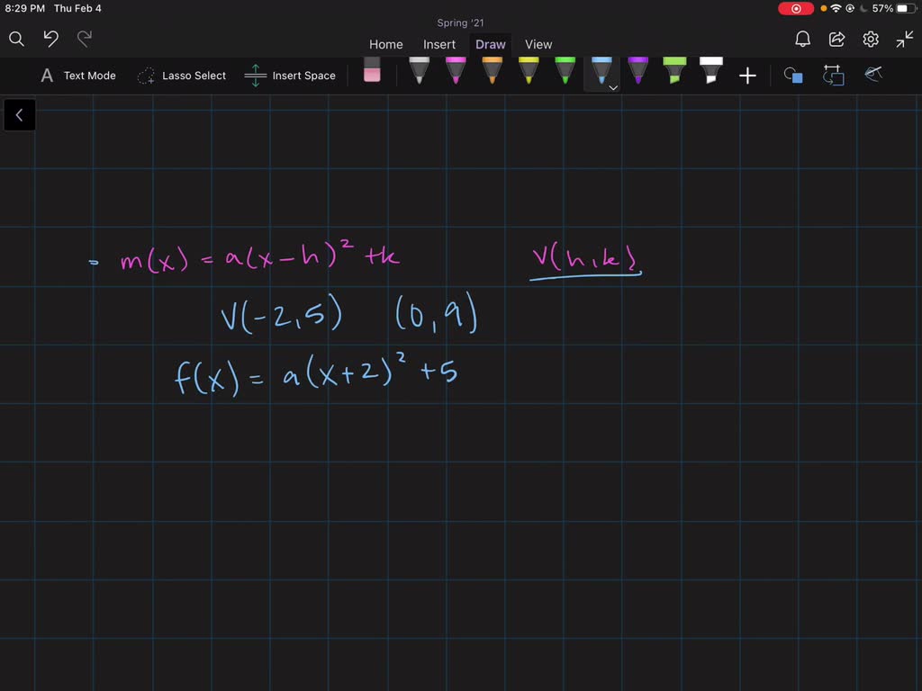 SOLVED:Write the standard form of the quadratic function whose graph is ...
