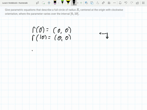 SOLVED:Give parametric equations that describe a full circle of radius ...
