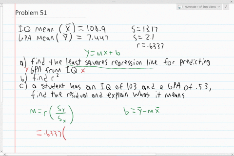 SOLVED:IQ and grades Exercise 3 (page 158) included the plot shown ...