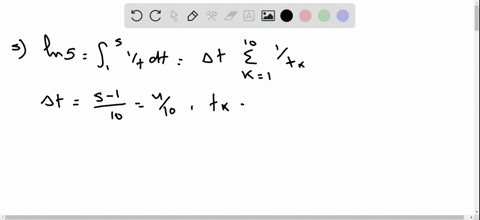SOLVED:Approximate ln 5 using the midpoint rule with n=10, and estimate ...