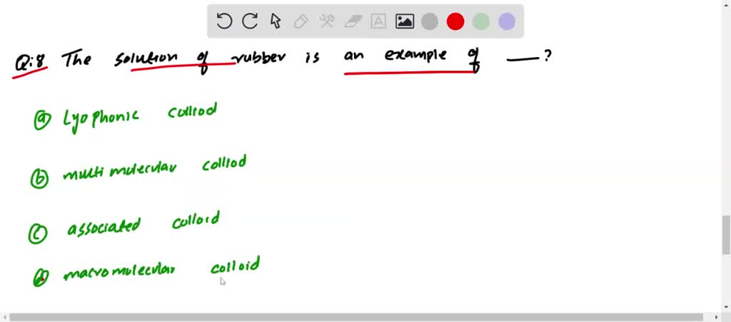 SOLVED:The solution of rubber is an example of a. lyophonic colloid b ...