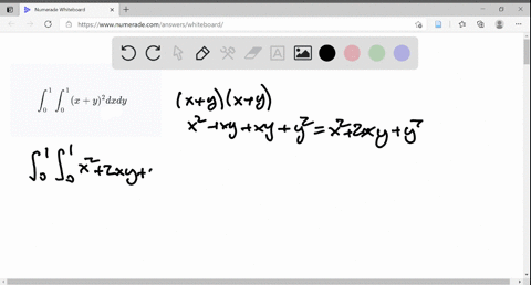 SOLVED:Calculate the iterated integral. ∫0^1 ∫0^1(x+y)^2 d x d y