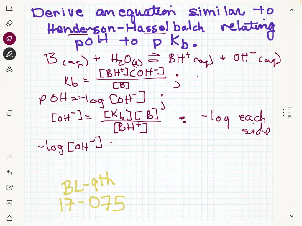 SOLVED:Derive an equation similar to the Henderson-Hasselbalch equation ...