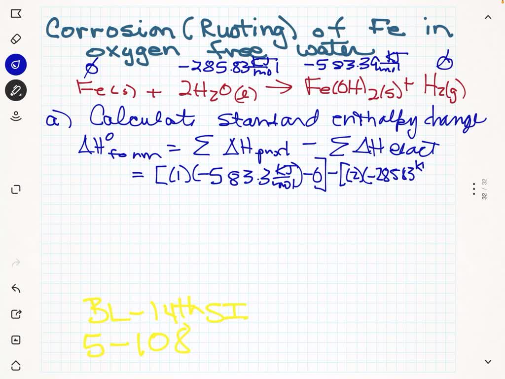 SOLVED:The equation for the reaction of iron and oxygen gas to form rust (Fe2 O3) is written as ...