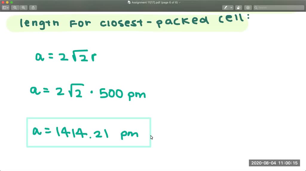 SOLVED:If spherical molecules of 500 pm radius are packed in cubic ...