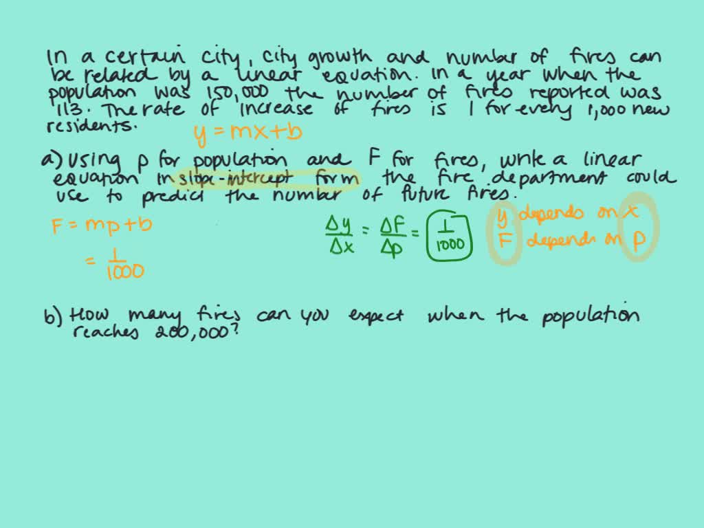 SOLVED:Fire Protection. City growth and the number of fires for a ...