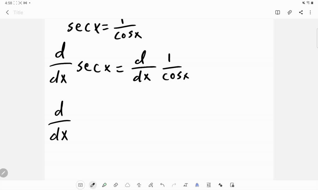 SOLVED: Use Theorem 1 to derive the formula. (d)/(d x) secx=secx tanx ...