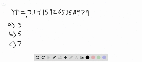 SOLVED:The first several digits of π, the ratio of the circumference to ...