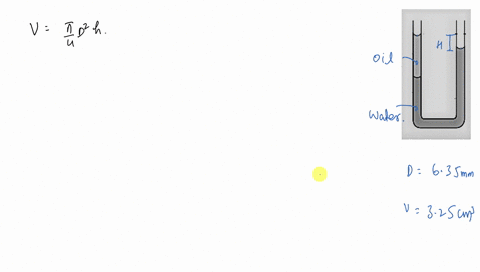 SOLVED:A manometer is formed from glass tubing with uniform inside diameter, D=6.35 mm, as shown ...