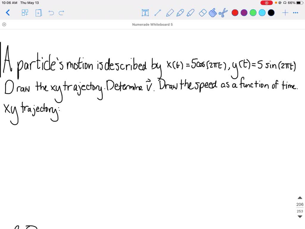 SOLVED:A particle's motion is described by the following two parametric ...