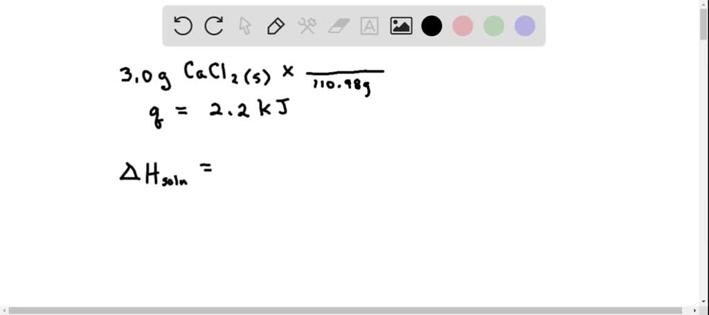 Calculate the enthalpy of solution (ΔH for the dissolution) per mole of ...