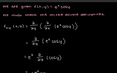 SOLVED:Confirm that the mixed second-order partial derivatives of f are ...