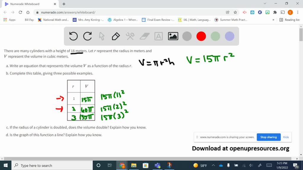 ⏩SOLVED:There are many cylinders with a height of 18 meters. Let r ...
