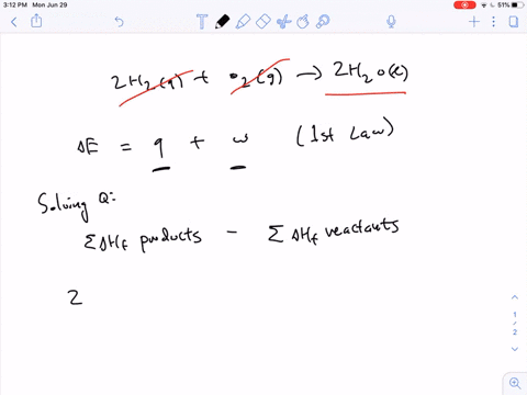 SOLVED: Calcule ΔE para la siguiente reacción a 298 K : 2 H2( g)+O2( g ...