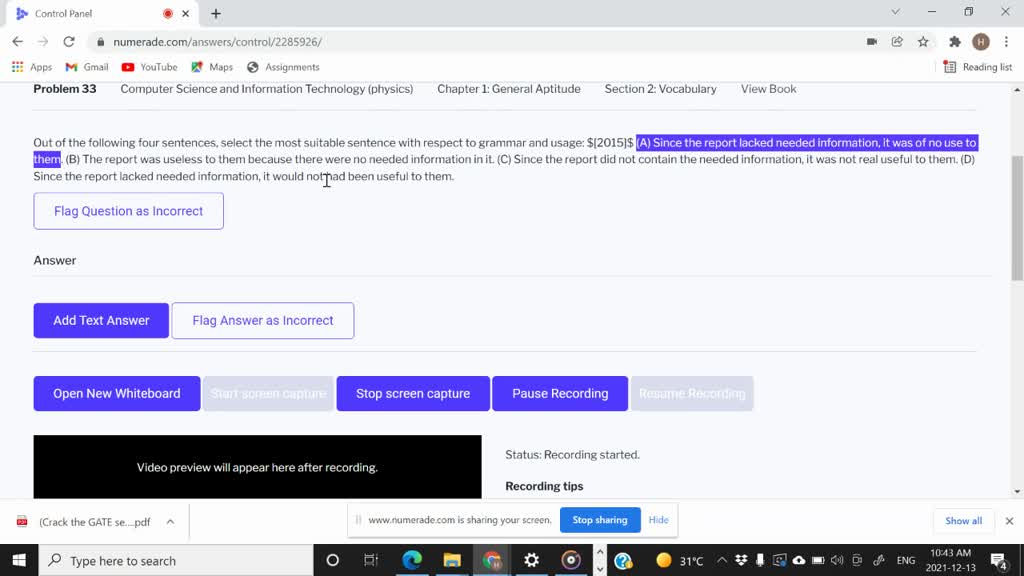 SOLVED:Out of the following four sentences, select the most suitable ...