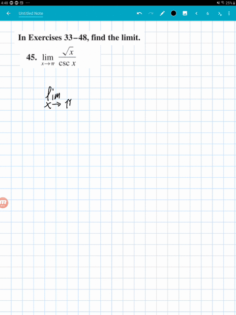Solved Determine The Limit Of The Trigonometric Function If It Exists Limx →π √ X Cscx