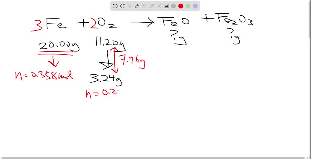 When the supply of oxygen is limited, iron metal reacts with oxygen to ...
