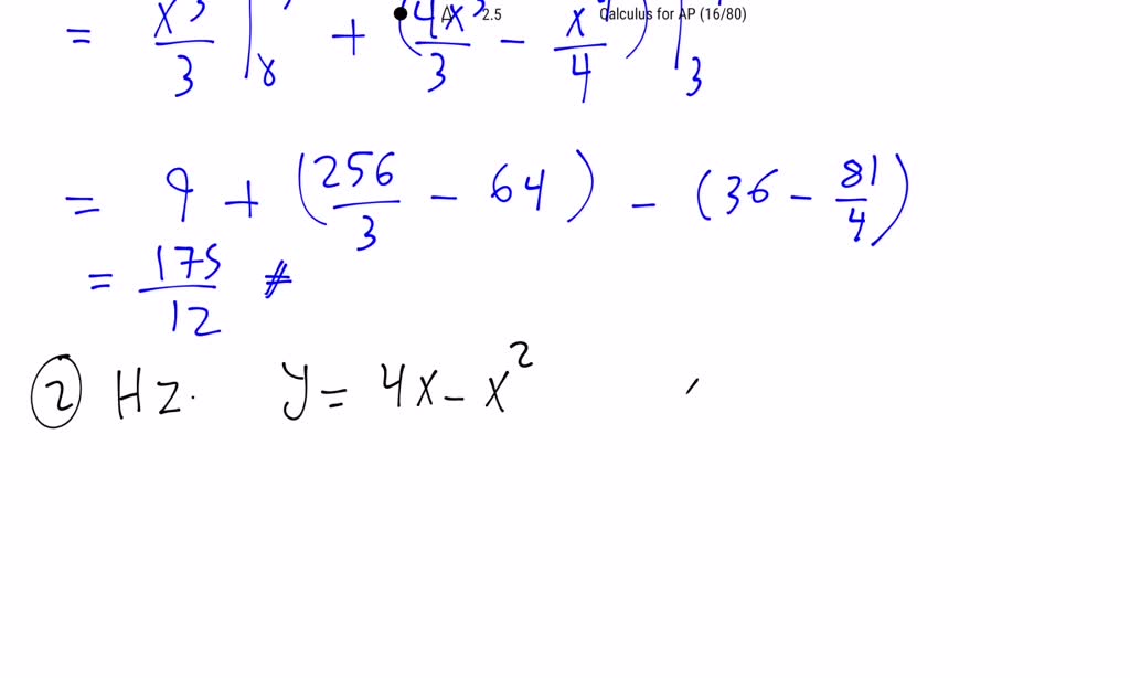 SOLVED: Integrate f(x, y)=x over the region bounded by y=x, y= 4 x-x^2 ...