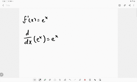SOLVED:Find all possible functions f with the given derivative. f^'(x)=e^x