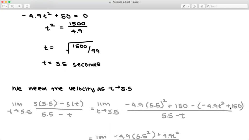 SOLVED:In Exercises 109 and 110 , use the position function s(t)=-4.9 t^2+200, which gives the ...